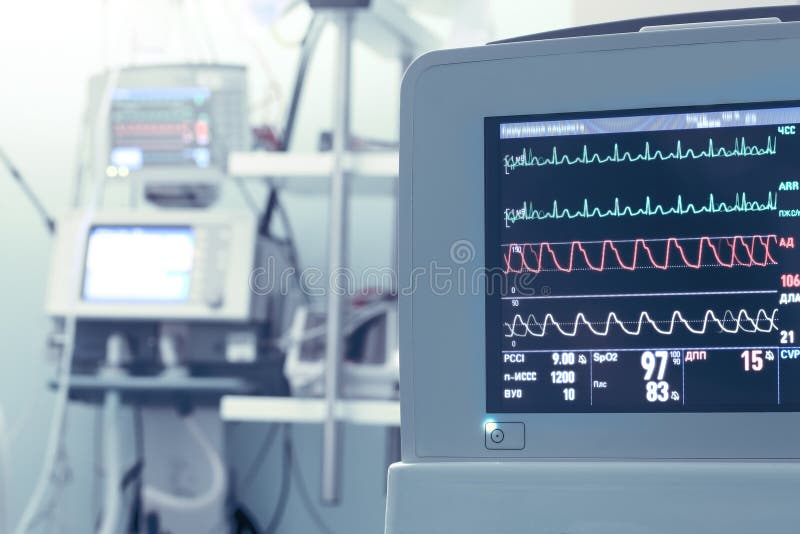 Monitor Equipment with Vital Parameters in ICU Stock Photo - Image of ...