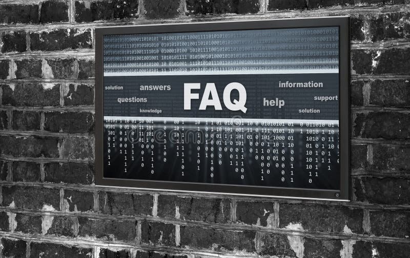 Monitor with FAQ on a Screen Stock Image - Image of dirty, wall: 47545083