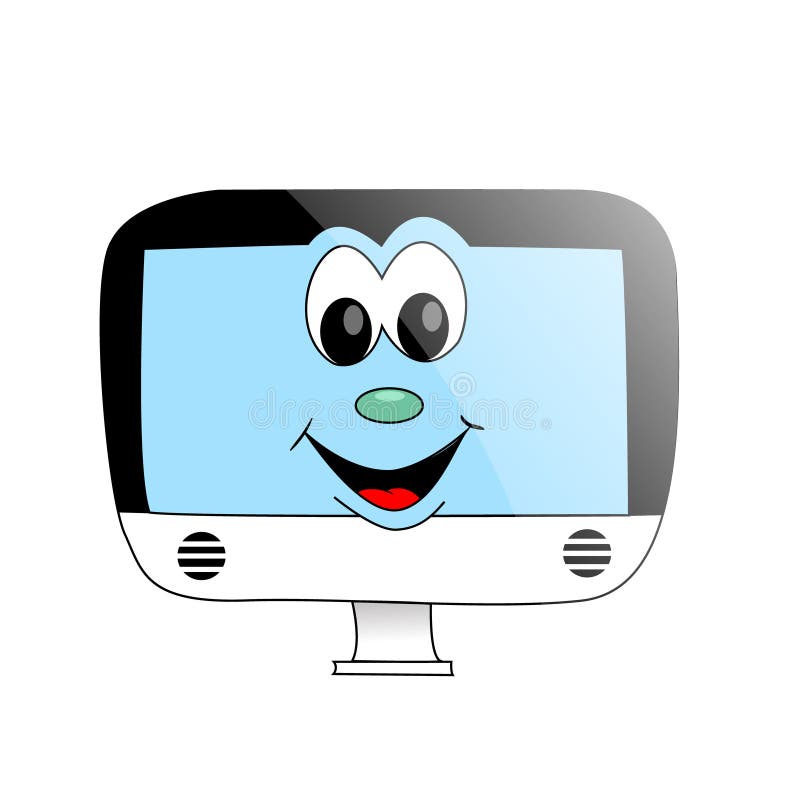 Personaje De Dibujos Animados Feliz Del Monitor LCD Stock de ...