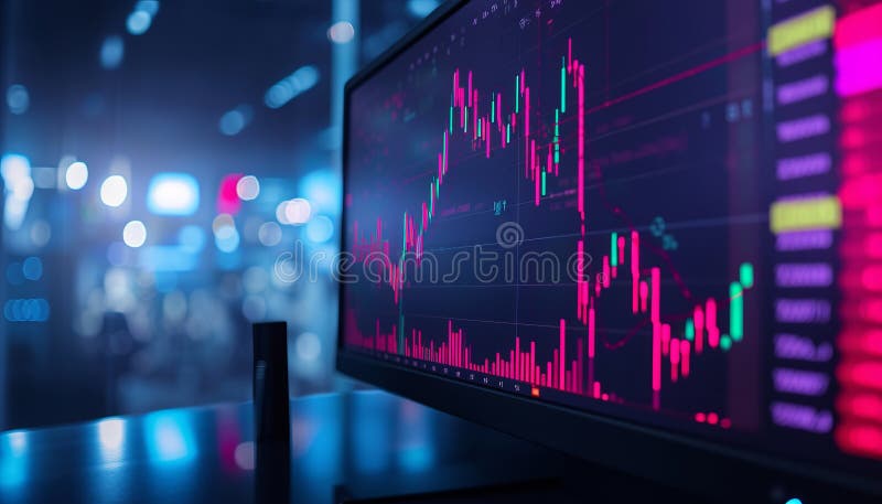Monitor with Finance Stock Market Chart Stock Illustration ...
