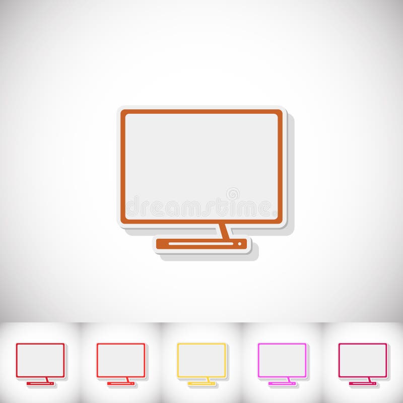 Monitor. Flat Sticker with Shadow on White Background Stock Vector ...