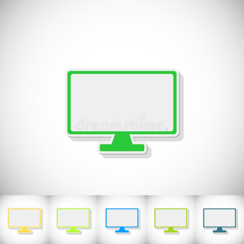 Monitor. Flat Sticker with Shadow on White Background Stock Vector ...