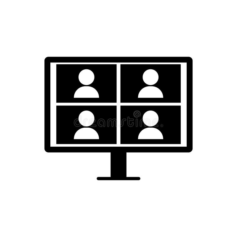 Monitor Four People. Video Conference Icon. Online Business Webinar ...
