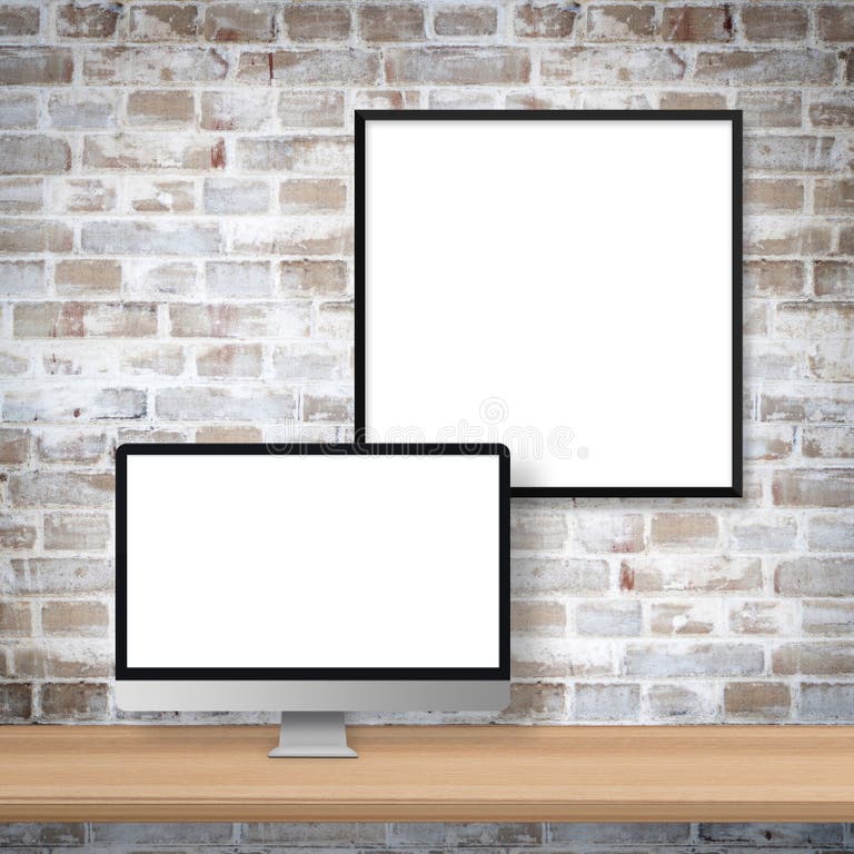 Monitor and frame stock image. Image of white, home, desk - 98763245