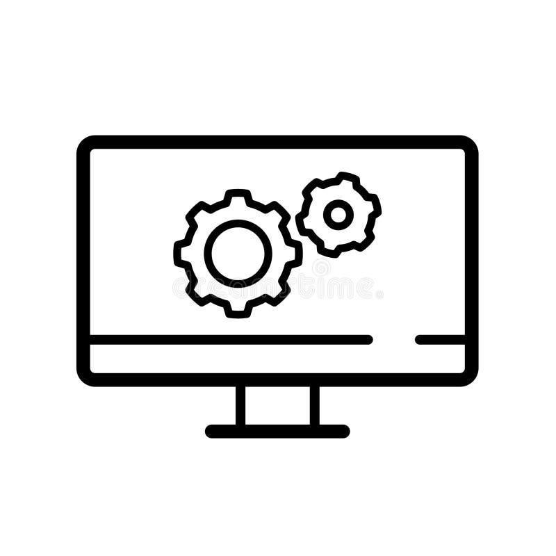 Monitor with Gears, Screen Settings - Vector Icon Stock Vector ...
