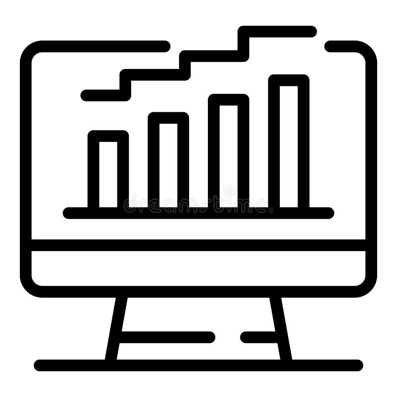 Monitor Graph Chart Icon, Outline Style Stock Vector - Illustration of ...