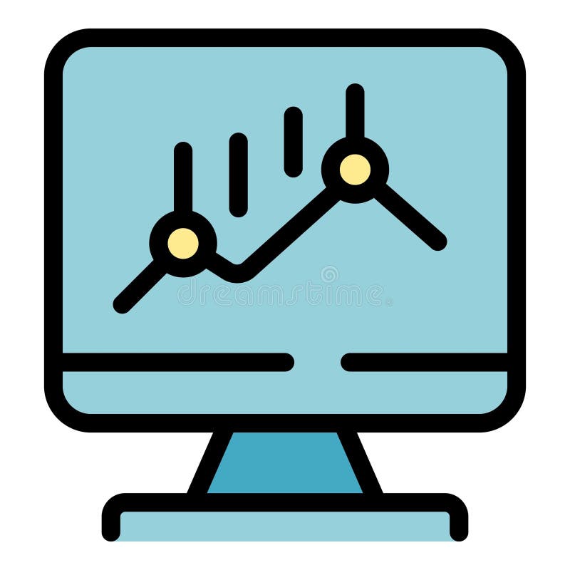 Monitor Graph Result Icon Vector Flat Stock Illustration - Illustration ...