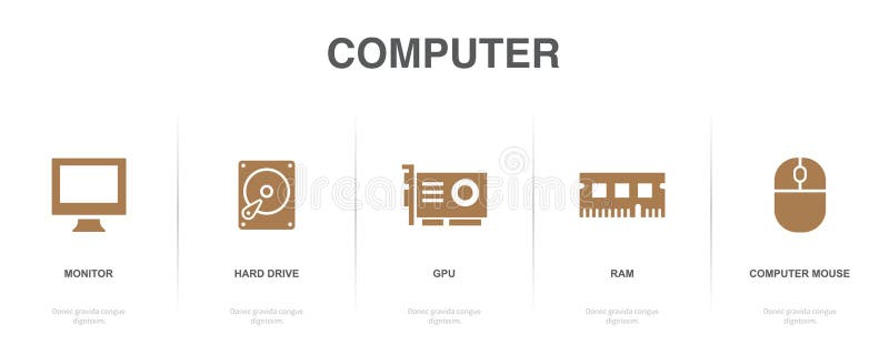 Monitor, Hard Drive, GPU, RAM, Computer Stock Vector - Illustration of ...