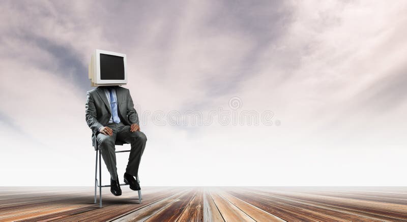 Monitor Headed Businessman. Mixed Media Stock Image - Image of monitor ...