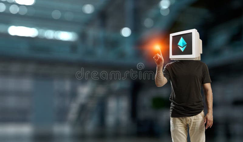 Monitor Headed Businessman. Mixed Media Stock Image - Image of ethereum ...