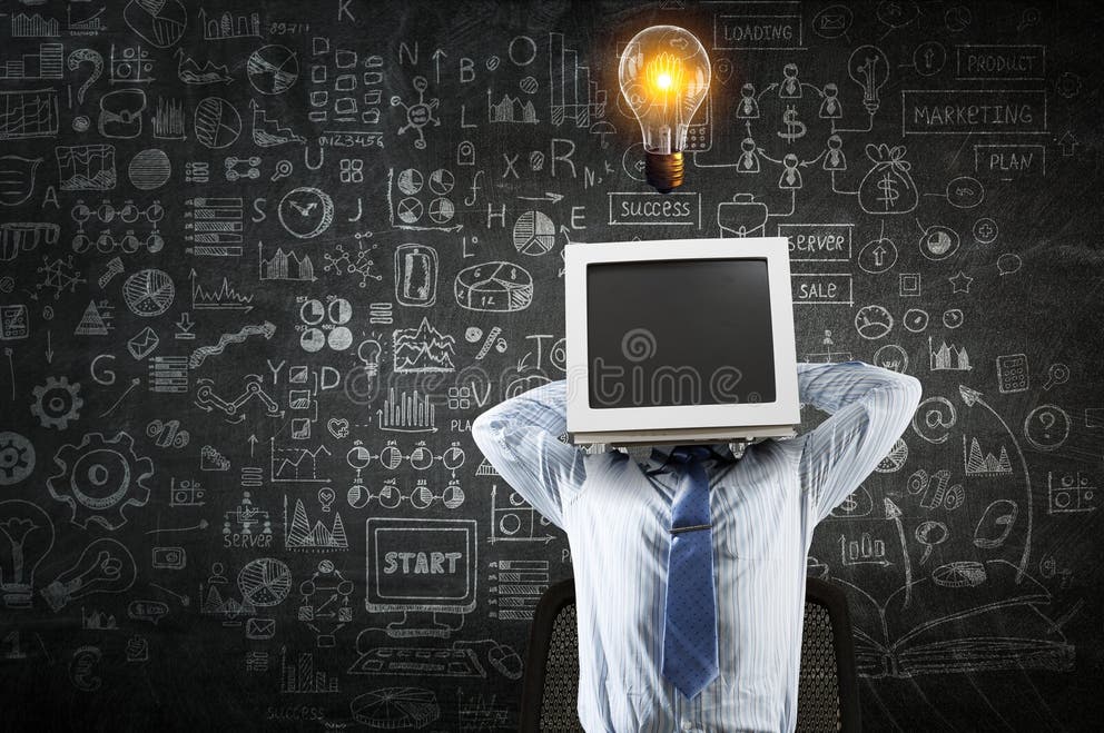 Monitor Headed Businessman. Mixed Media Stock Photo - Image of digital ...