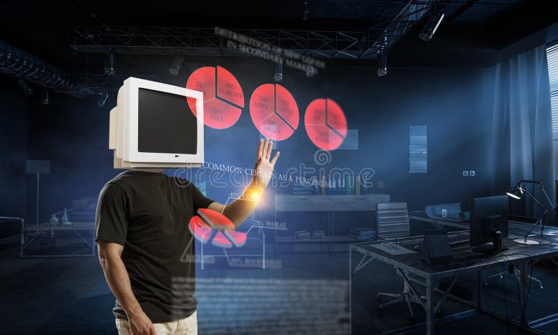 Monitor Headed Man. Mixed Media Stock Photo - Image of hand, relaxed ...