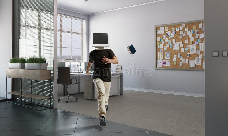 Monitor Headed Man. Mixed Media Stock Photo - Image of confidence, room ...