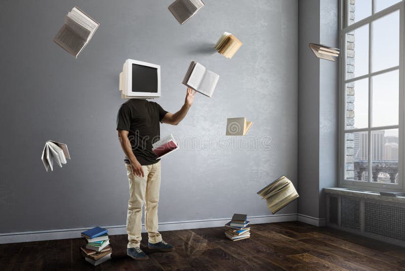 Monitor Headed Man. Mixed Media Stock Image - Image of electronic ...