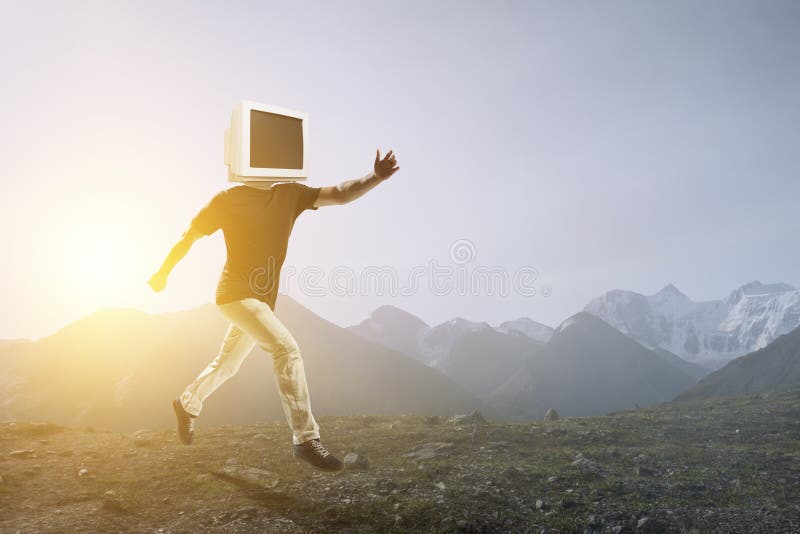 Monitor Headed Man. Mixed Media Stock Photo - Image of employee, male ...