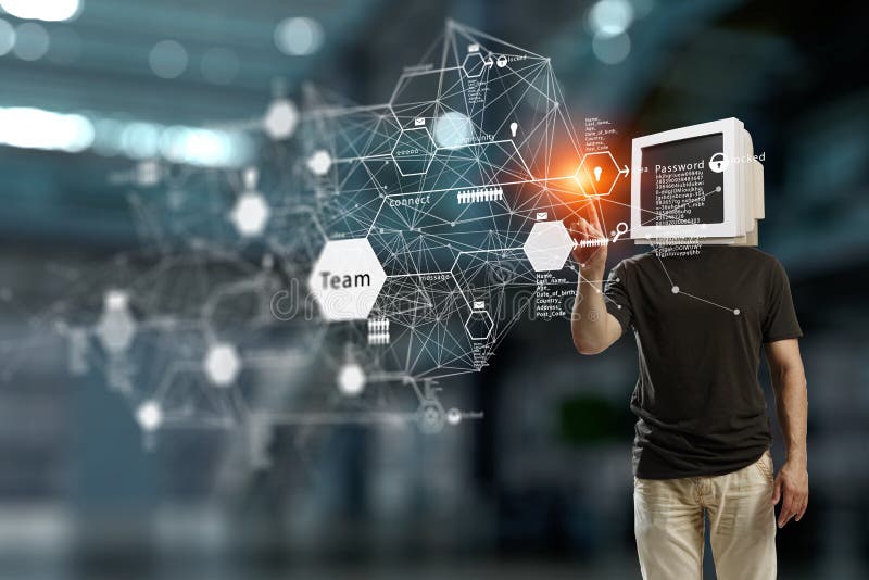 Monitor Headed Man. Mixed Media Stock Photo - Image of media, broadcast ...