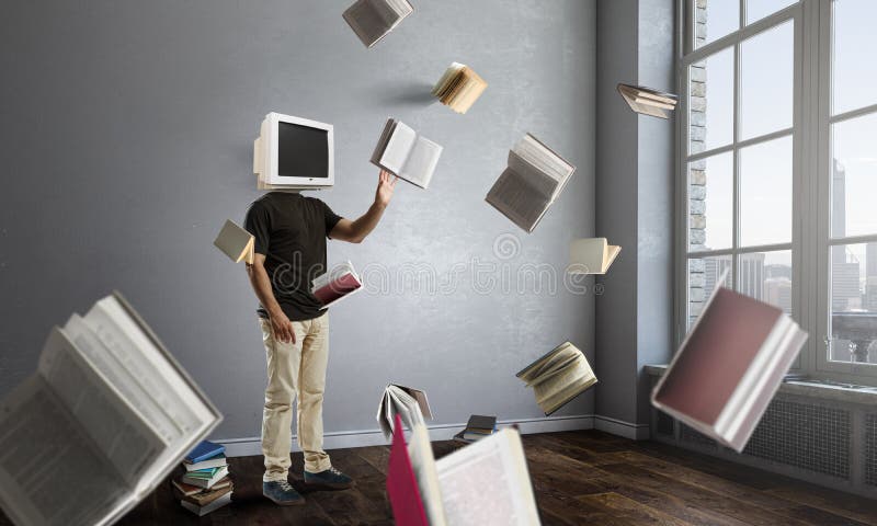 Monitor Headed Man. Mixed Media Stock Image - Image of channel ...