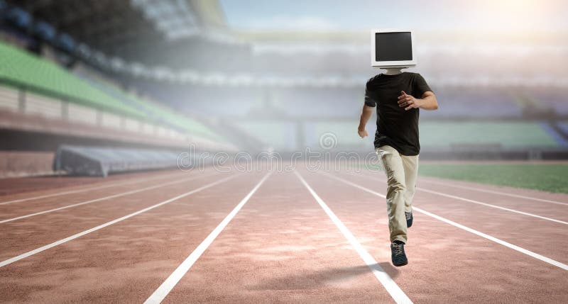 Monitor Headed Man. Mixed Media Stock Image - Image of mixed ...