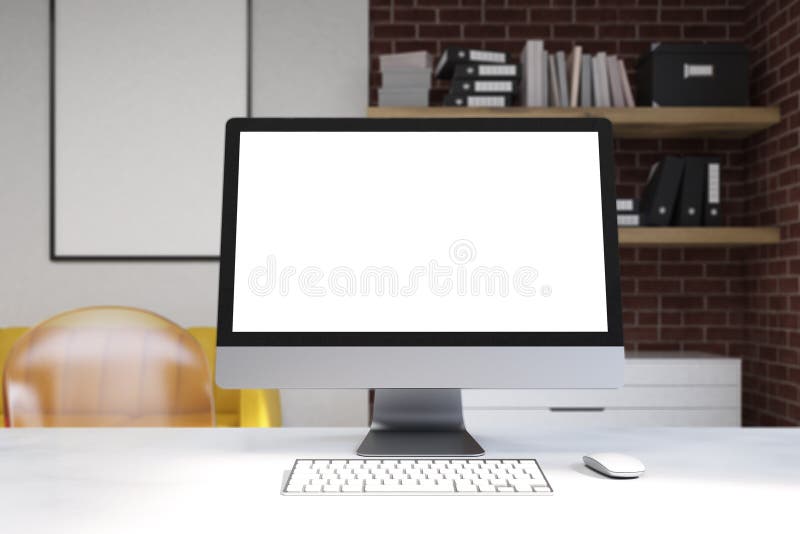 Monitor in home office stock illustration. Illustration of render ...