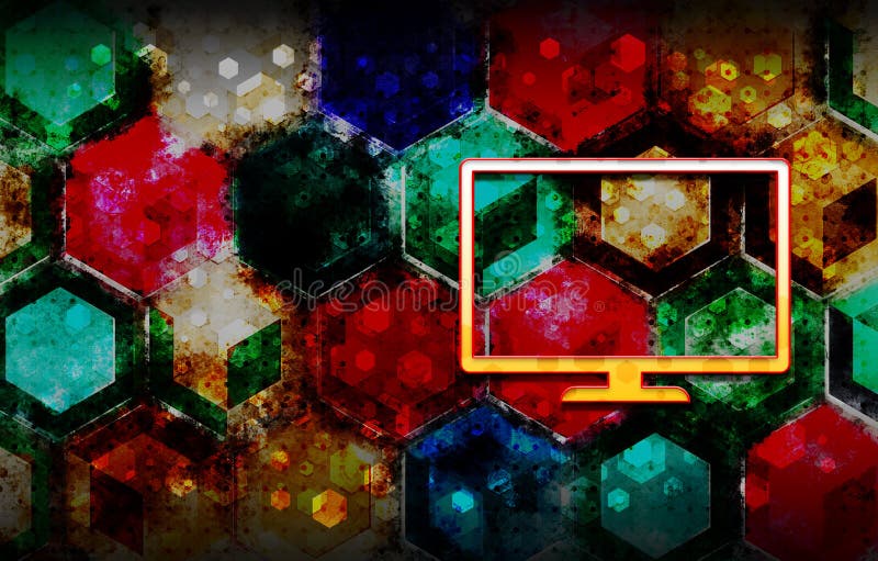 Monitor Icon Abstract 3d Colorful Hexagon Isometric Design Illustration ...