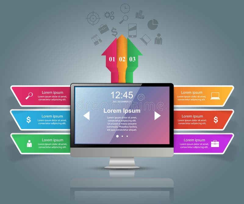 Monitor Icon. Business 3d Infographics. Stock Vector - Illustration of ...