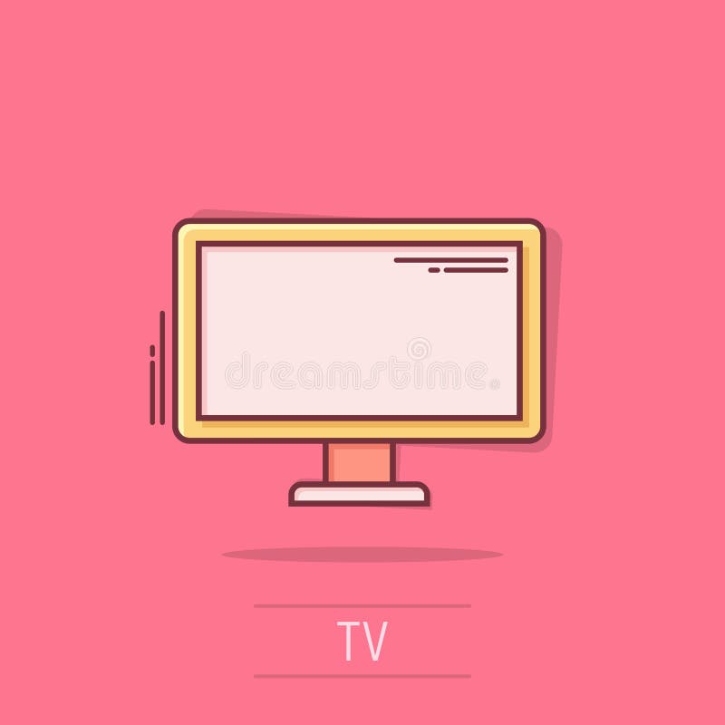 Monitor Icon in Comic Style. Television Cartoon Sign Vector ...