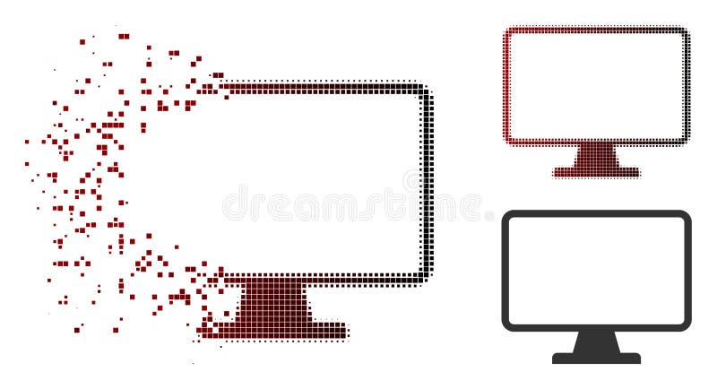 Moving Pixelated Halftone Monitor Icon Stock Vector - Illustration of ...