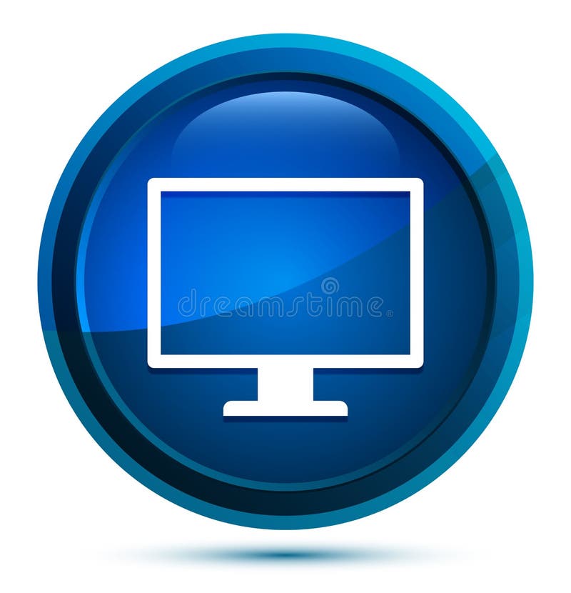 Monitor Icon Elegant Blue Round Button Illustration Stock Vector ...