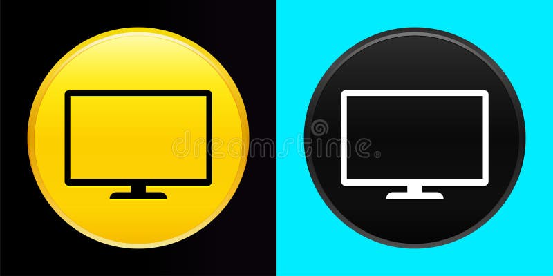 Monitor Icon Flat Exclusive Button Set Stock Vector - Illustration of ...