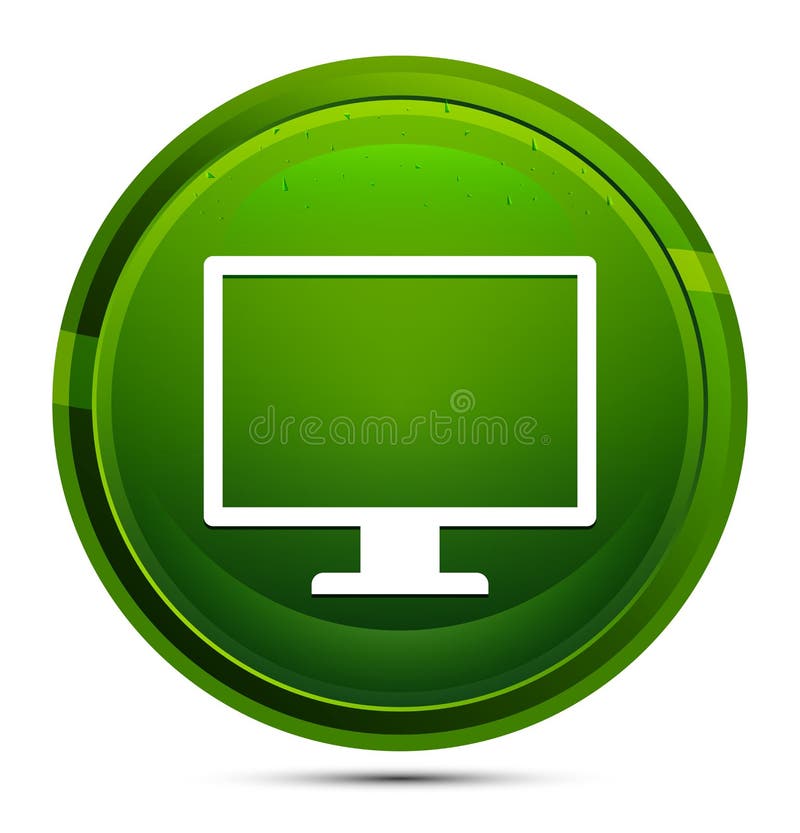 Monitor Icon Glassy Green Round Button Illustration Stock Vector ...
