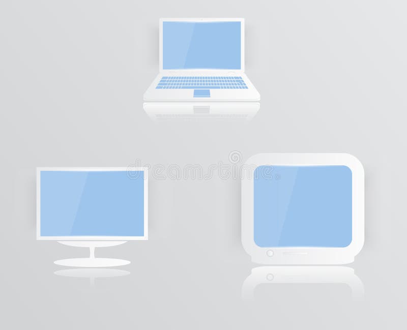 Monitor Icon and Glossy. Blue Screen Stock Illustration - Illustration ...
