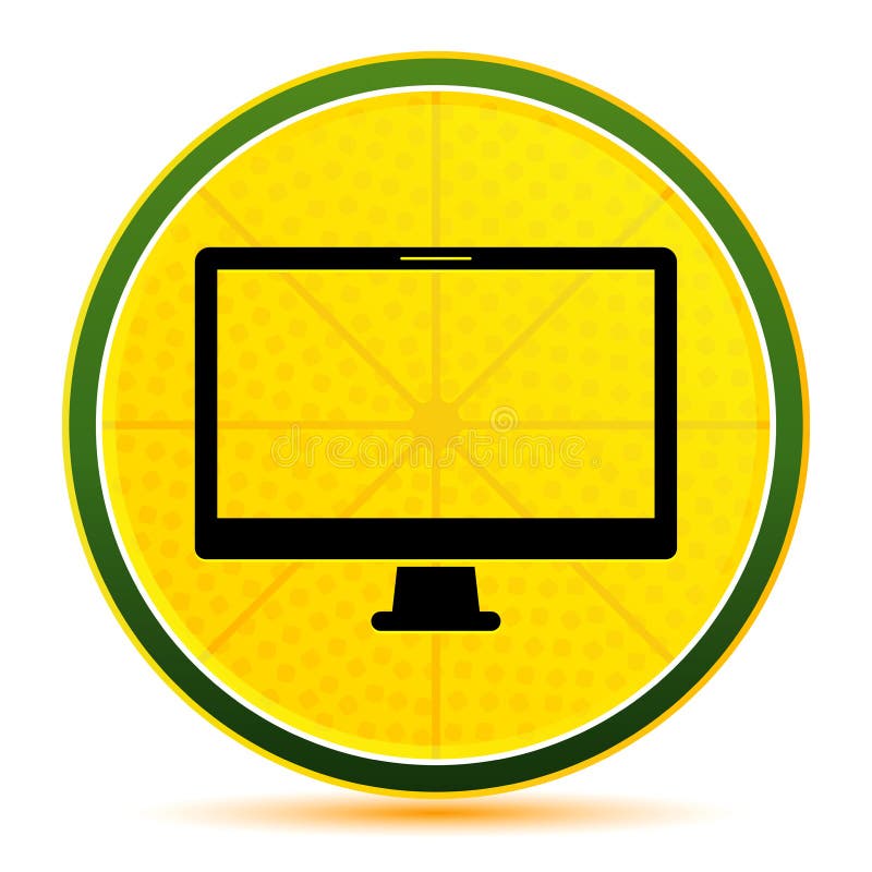 Monitor Icon Lemon Lime Yellow Round Button Illustration Stock ...