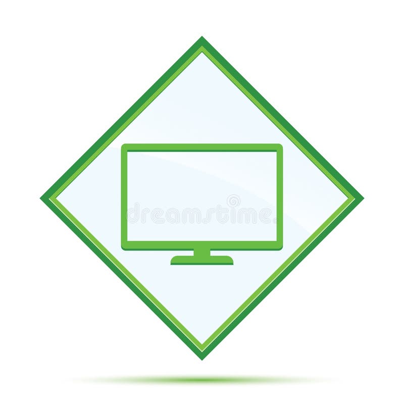 Monitor Icon Modern Abstract Green Diamond Button Stock Illustration ...