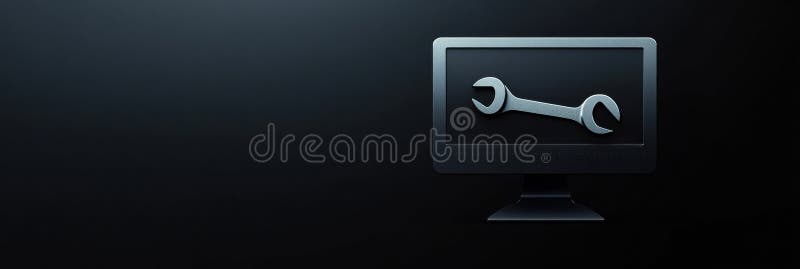 Monitor Icon Overlayed with Wrench and Nut Symbolizing Computer Repair ...