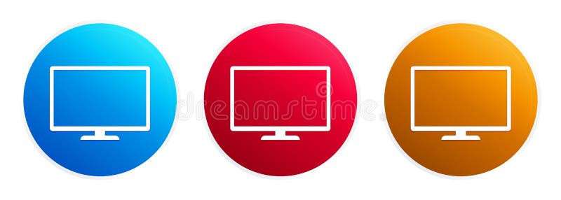 Monitor Icon Premium Trendy Round Button Set Stock Vector ...