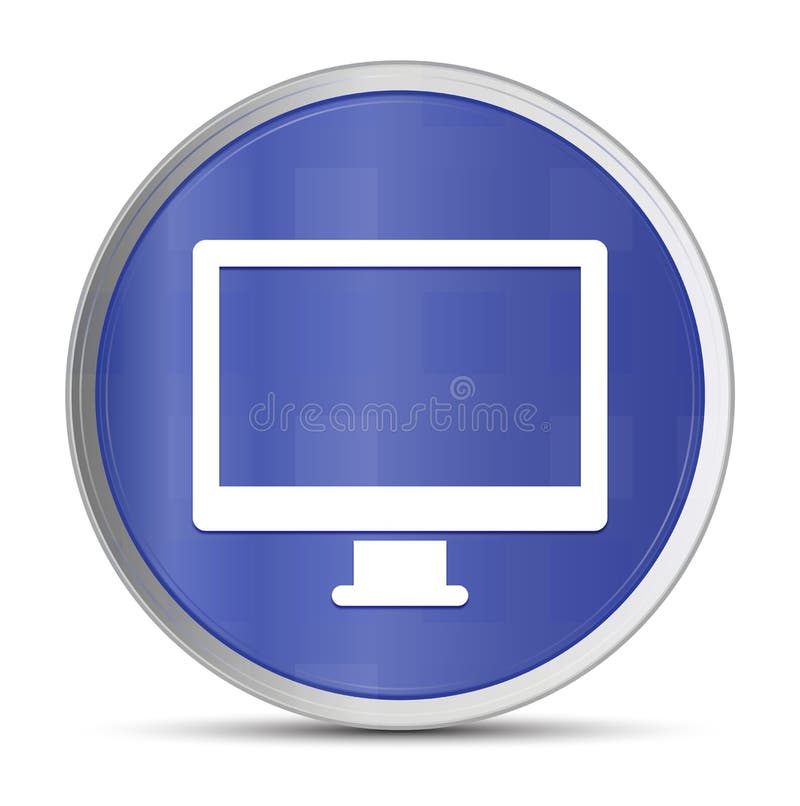 Monitor Icon Prime Blue Round Button Vector Illustration Design Silver ...