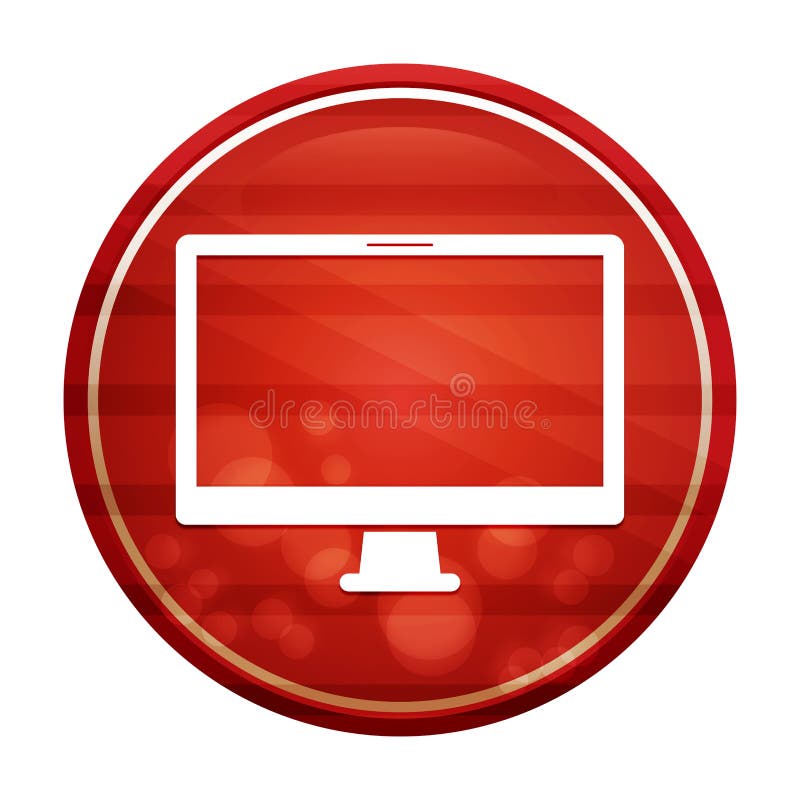 Monitor Icon Realistic Diagonal Motion Red Round Button Illustration ...