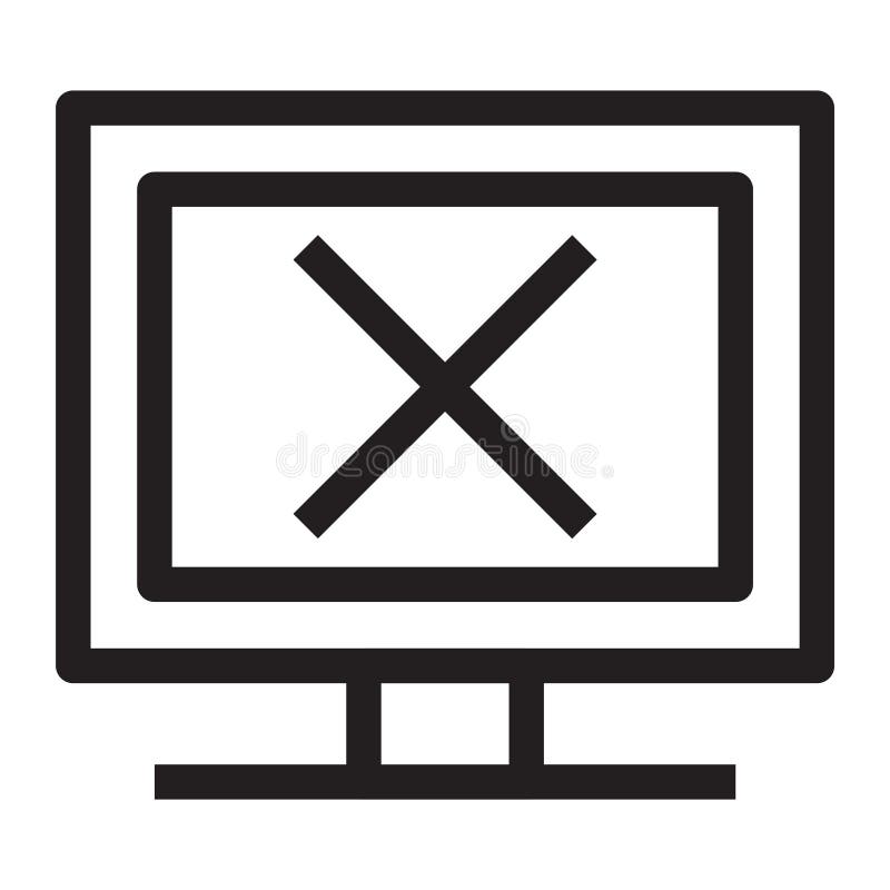 Monitor Error Icon, Flat Style Stock Vector - Illustration of error ...