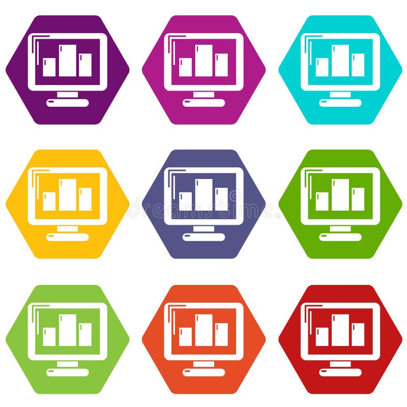 Monitor icons set 9 vector stock vector. Illustration of isolated ...