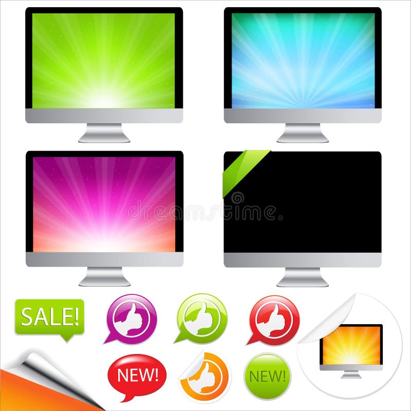 Monitor Icons stock vector. Illustration of home, icon - 195665676