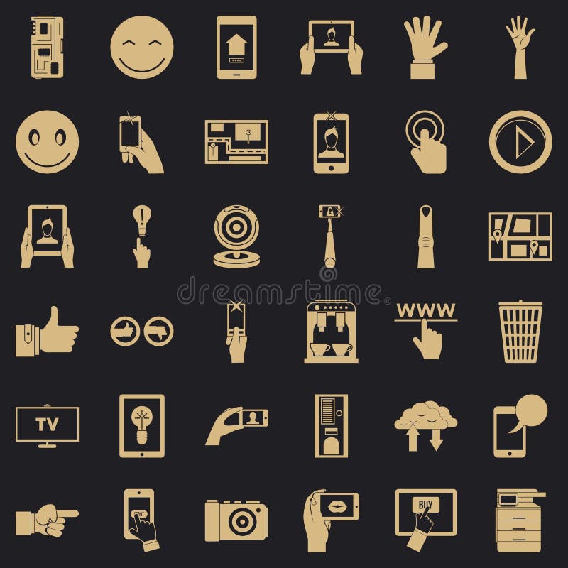 Monitor Icons Set, Simple Style Stock Vector - Illustration of click ...