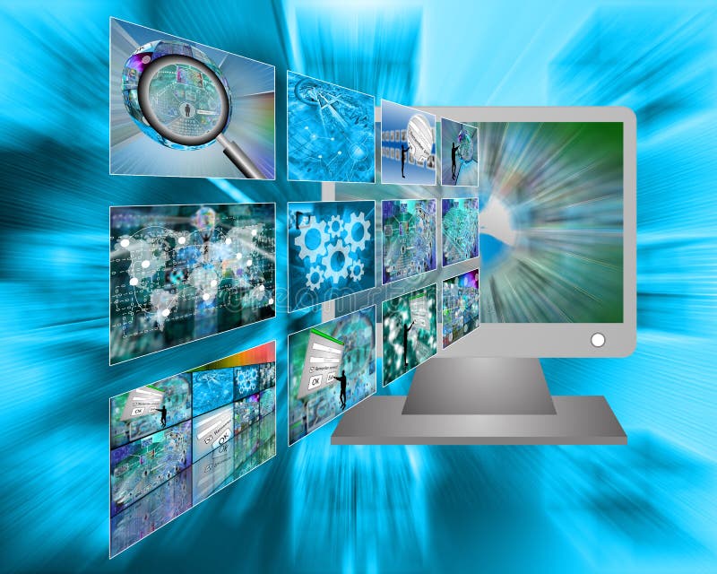 Monitor and images stock illustration. Illustration of binary - 50250556