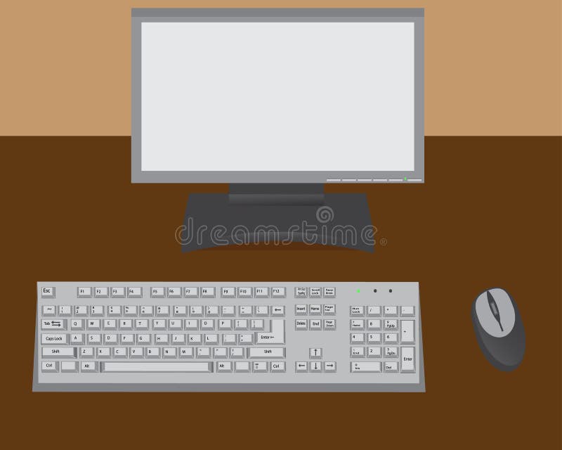 The Monitor, Keyboard and Mouse Stock Illustration - Illustration of ...