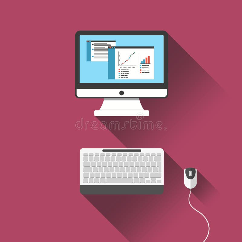 Monitor, Keyboard and Mouse. Stock Vector - Illustration of white ...