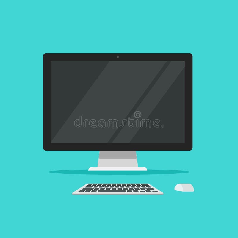 Monitor Vector Illustration, Flat Cartoon Wide Screen Display Isolated ...