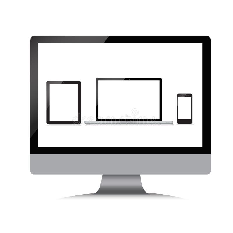 Computer Monitor Laptop Tablet Mobile Phone Electronic Gadgets Vector ...