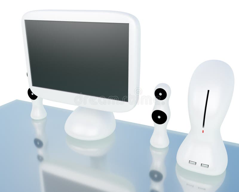 Monitor LCD Moderno Del Computer Con L'altoparlante Illustrazione di ...