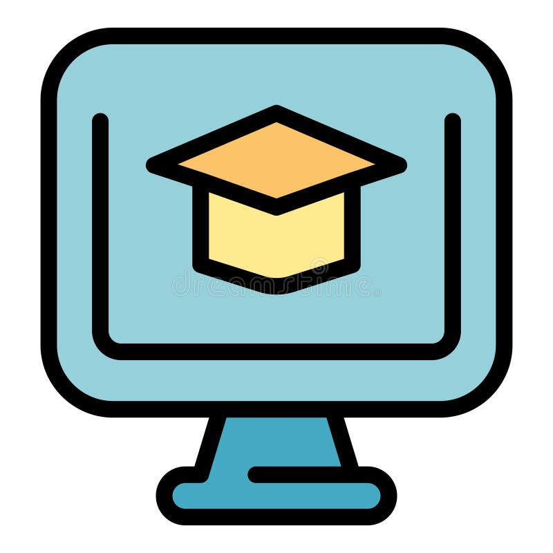 Monitor Learning Icon Vector Flat Stock Illustration - Illustration of ...