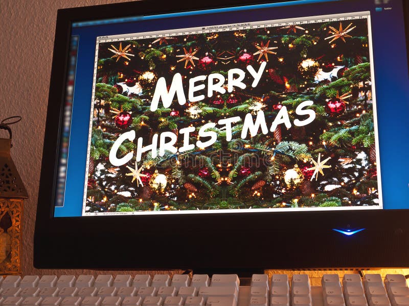 Monitor - Light Game - Merry Christmas Stock Image - Image of screen ...