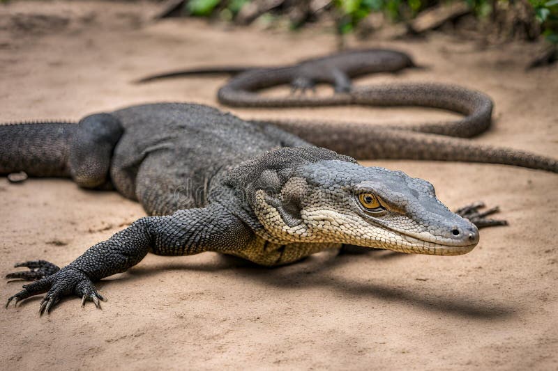 Monitor Lizard from Komodo Island Close-up Isolated on White, Stock ...